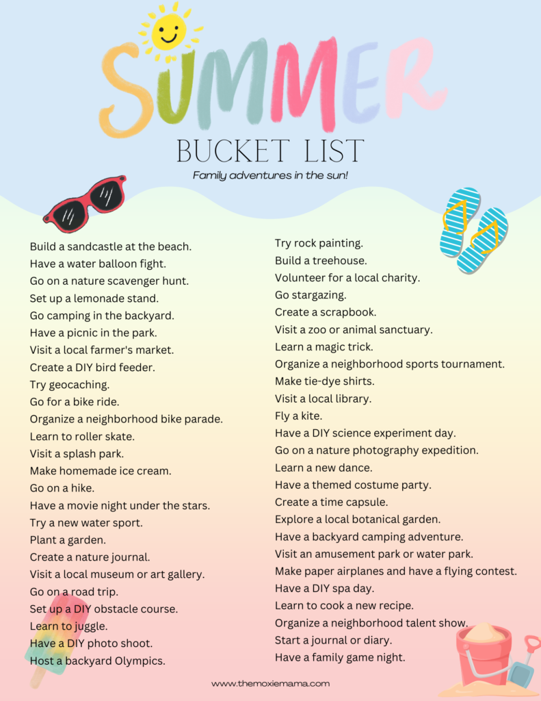 Creating Lasting Memories: 50 Family Summer Bucket List Ideas | The ...
